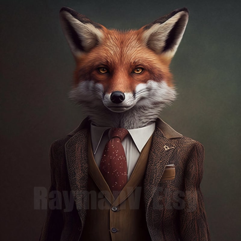 Fox in Suit Framed - Etsy