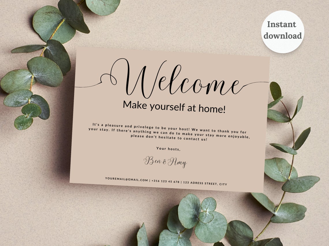 Welcome Card for Airbnb Short Term Rental Homes, Thank You for Staying ...