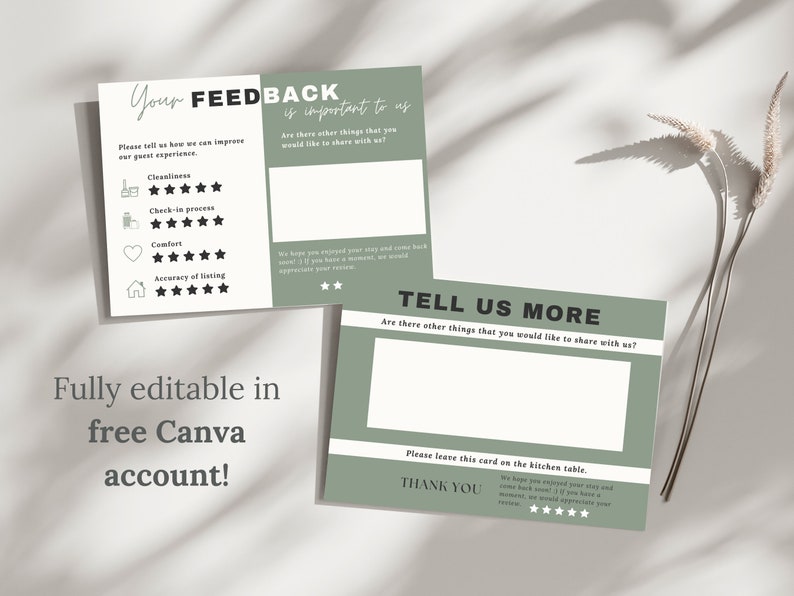Airbnb Comment Card | Feedback Form Guest | Airbnb Feedback Card ...
