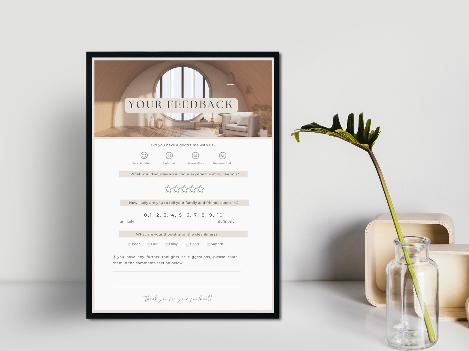 Guest Feedback Form Template for Airbnb, Guest Comment Form, Feedback ...