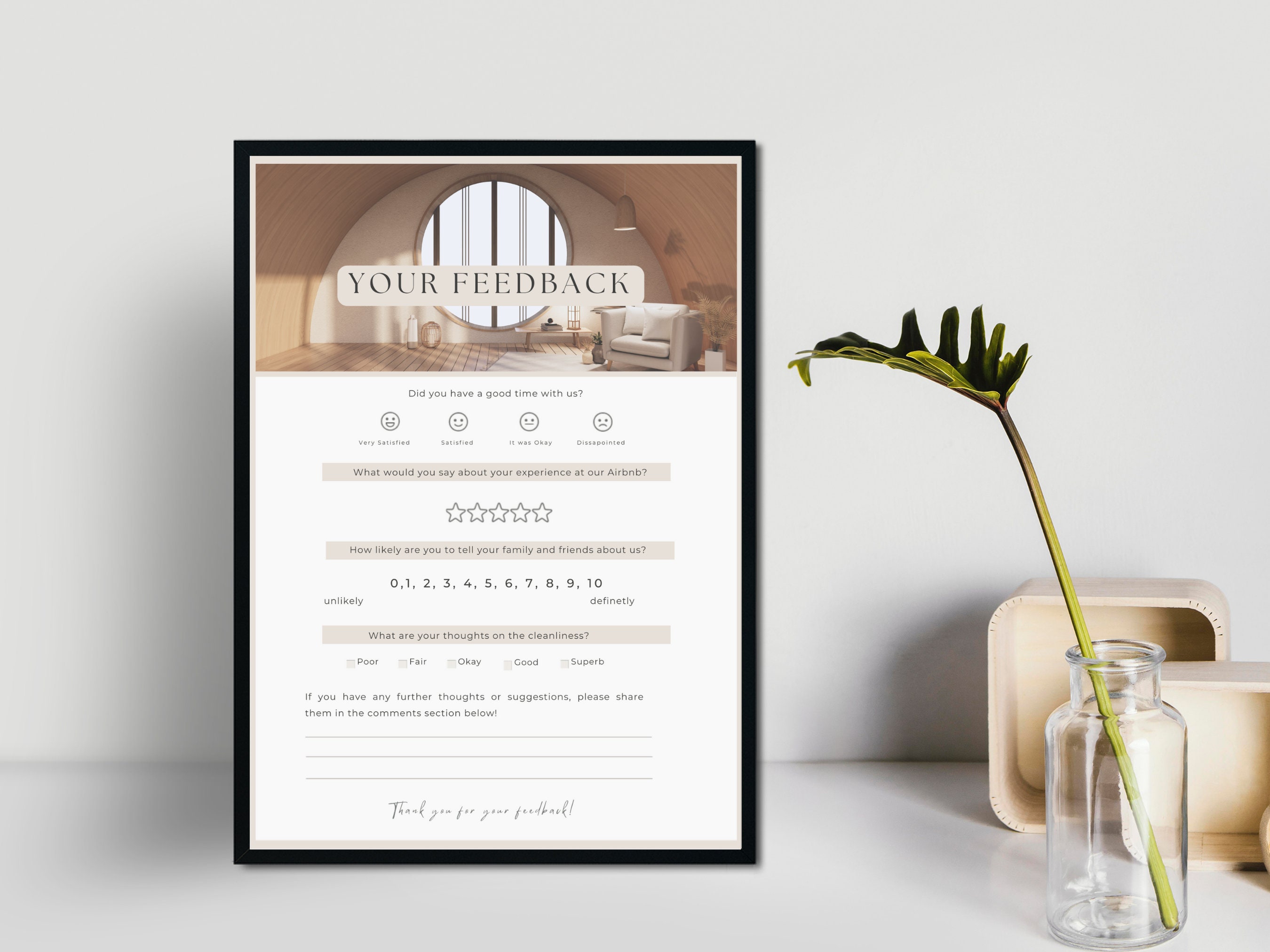 Guest Feedback Form Template for Airbnb, Guest Comment Form, Feedback ...