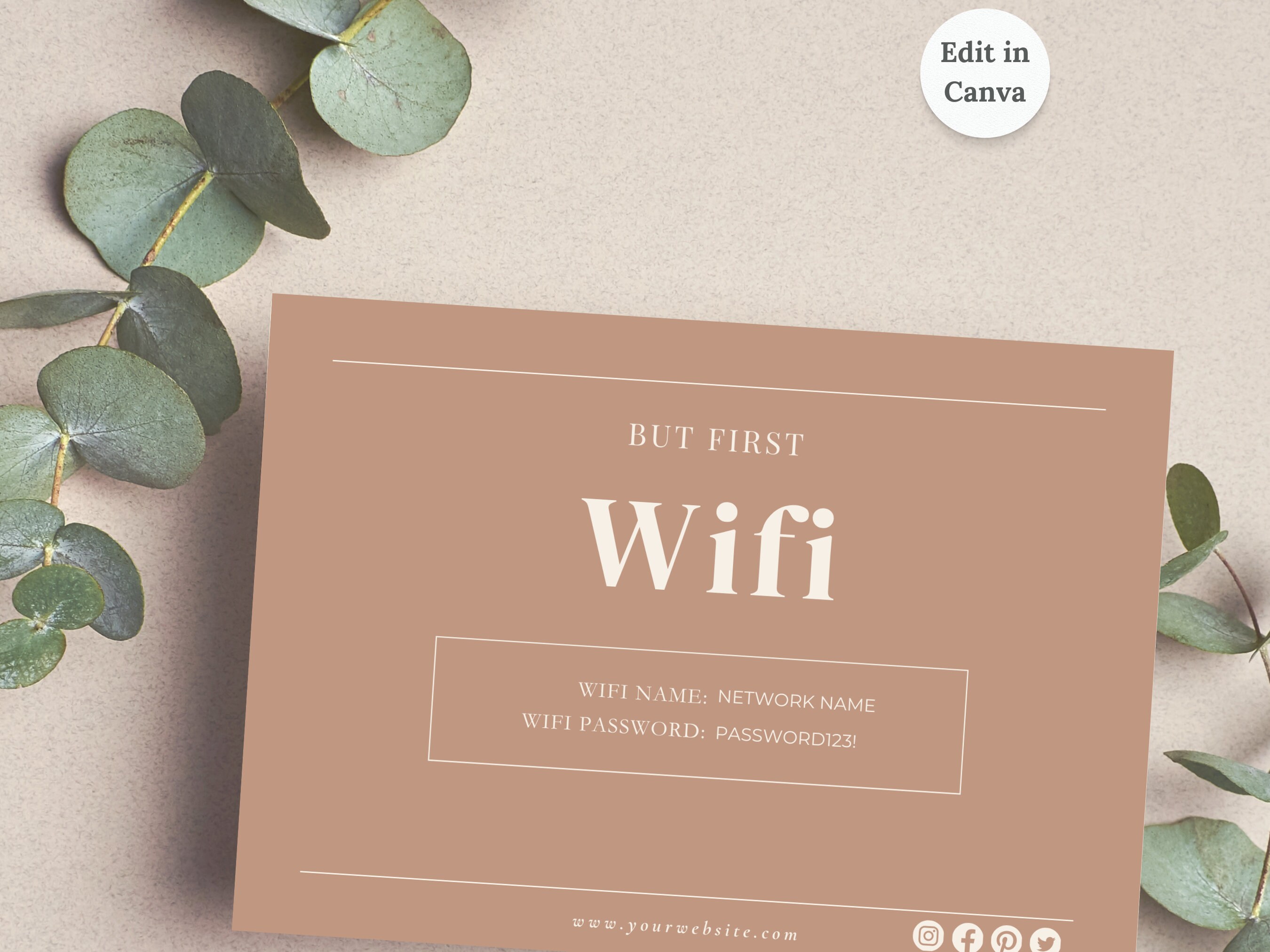 Wifi Sign Template for Guests, Airbnb Wifi Sign, Hotel Wifi Card, Guest ...