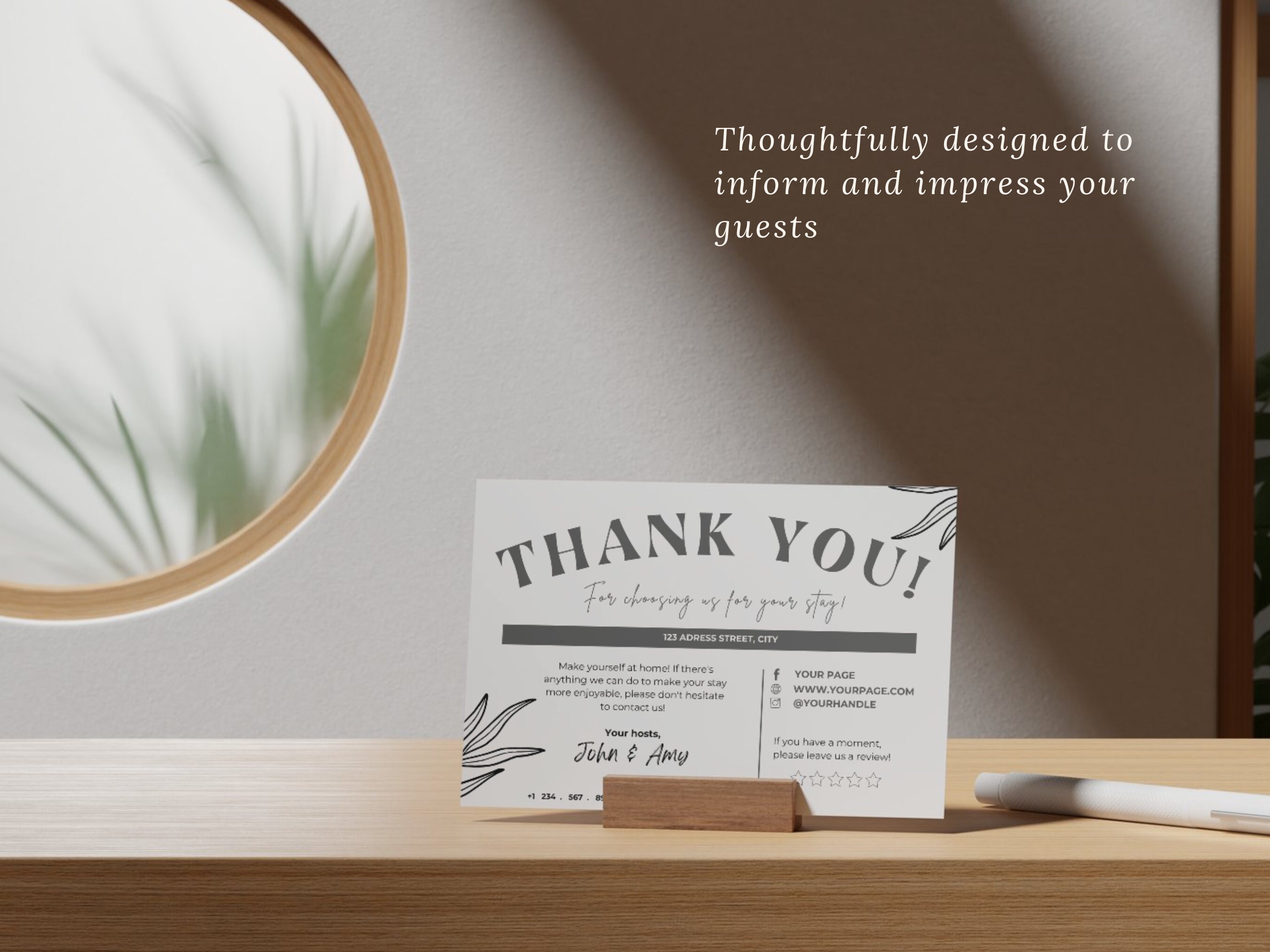 Welcome Card for Airbnb Short Term Rental Homes, Thank You for Staying ...