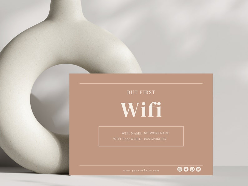 Wifi Sign Template for Guests, Airbnb Wifi Sign, Hotel Wifi Card, Guest ...