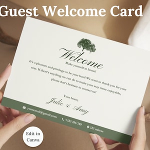 Welcome Card Canva Template for Airbnb, Thank You for Staying Card for ...