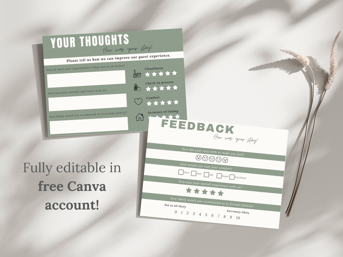 Airbnb Comment Card | Feedback Form Guest | Airbnb Feedback Card ...