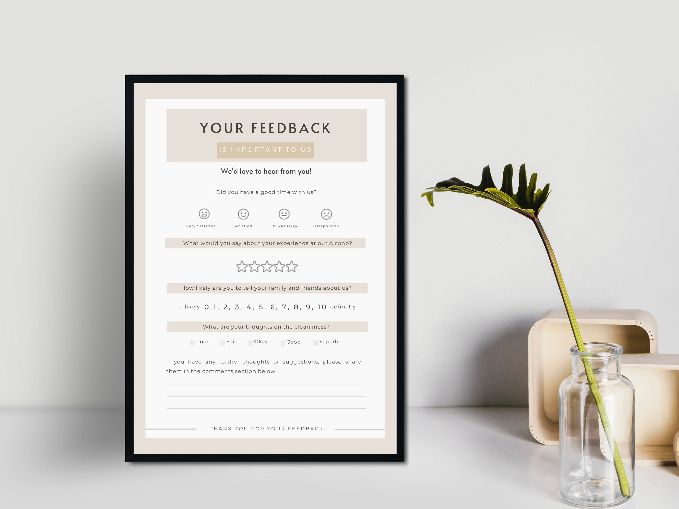 Editable Feedback Form Guest, Airbnb Host, VRBO, Canva Template, Hotel ...