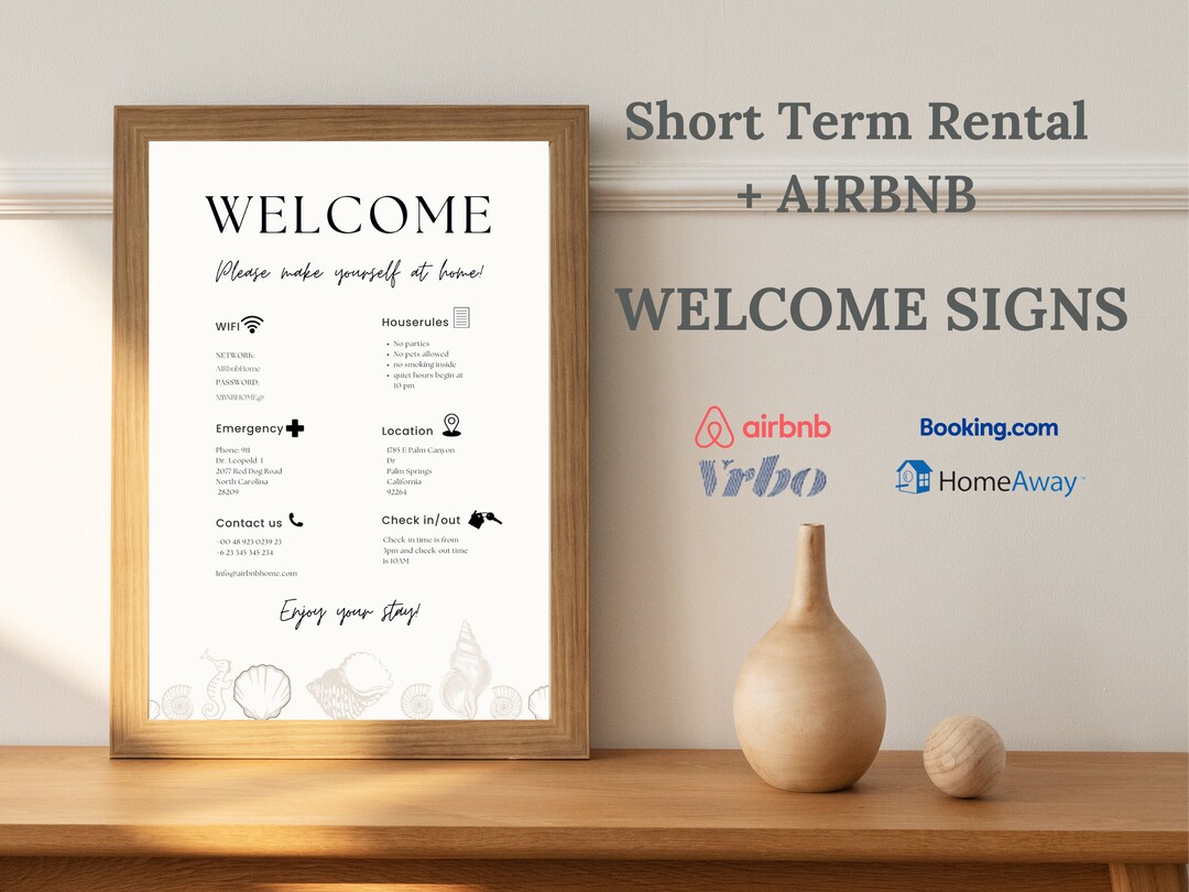 Welcome Sign for Airbnb Hosts - Personalized Printable for Vacation ...