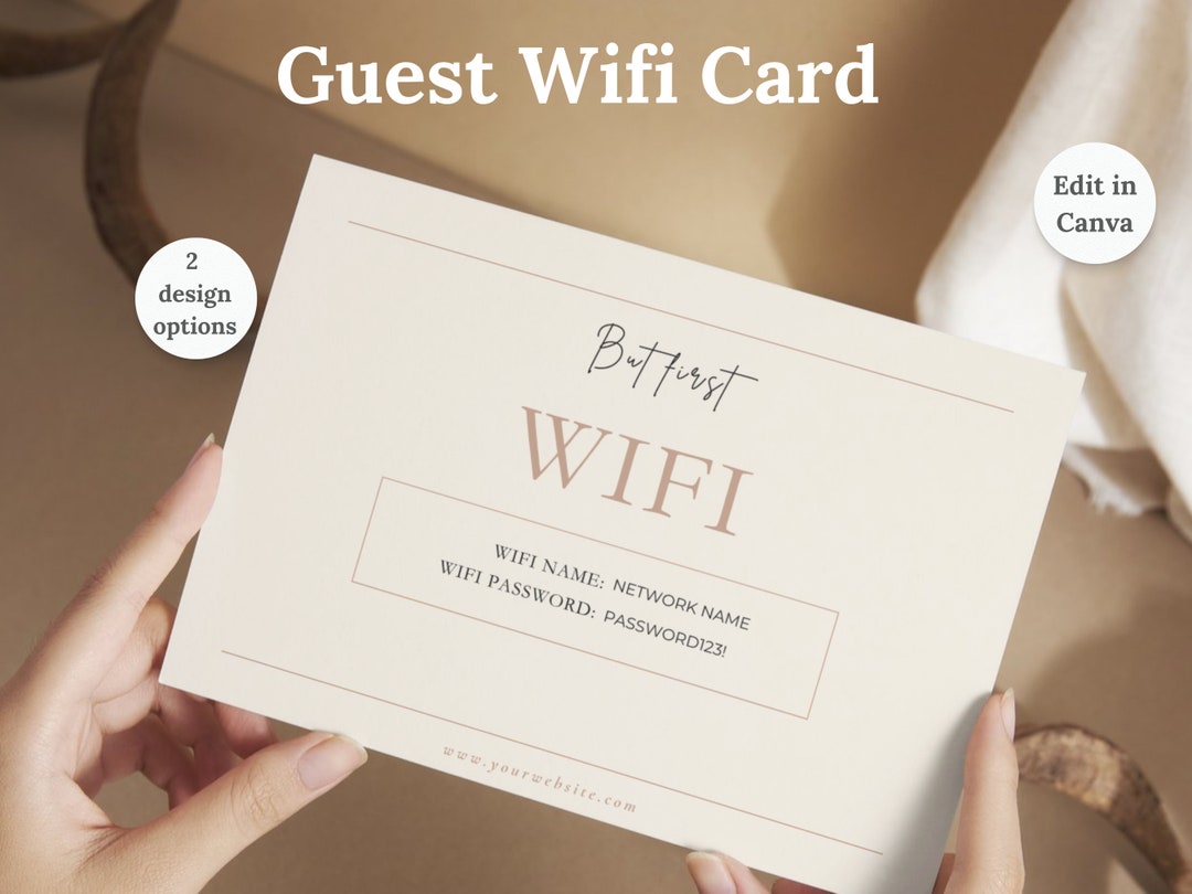 Wifi Sign Template for Guests, Airbnb Wifi Sign, Hotel Wifi Card, Guest ...