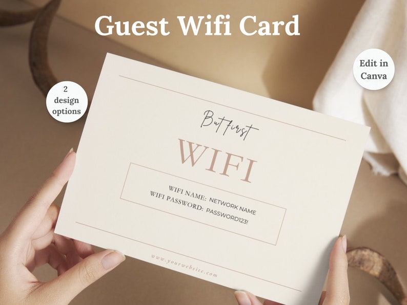 Wifi Sign Template for Guests, Airbnb Wifi Sign, Hotel Wifi Card, Guest ...
