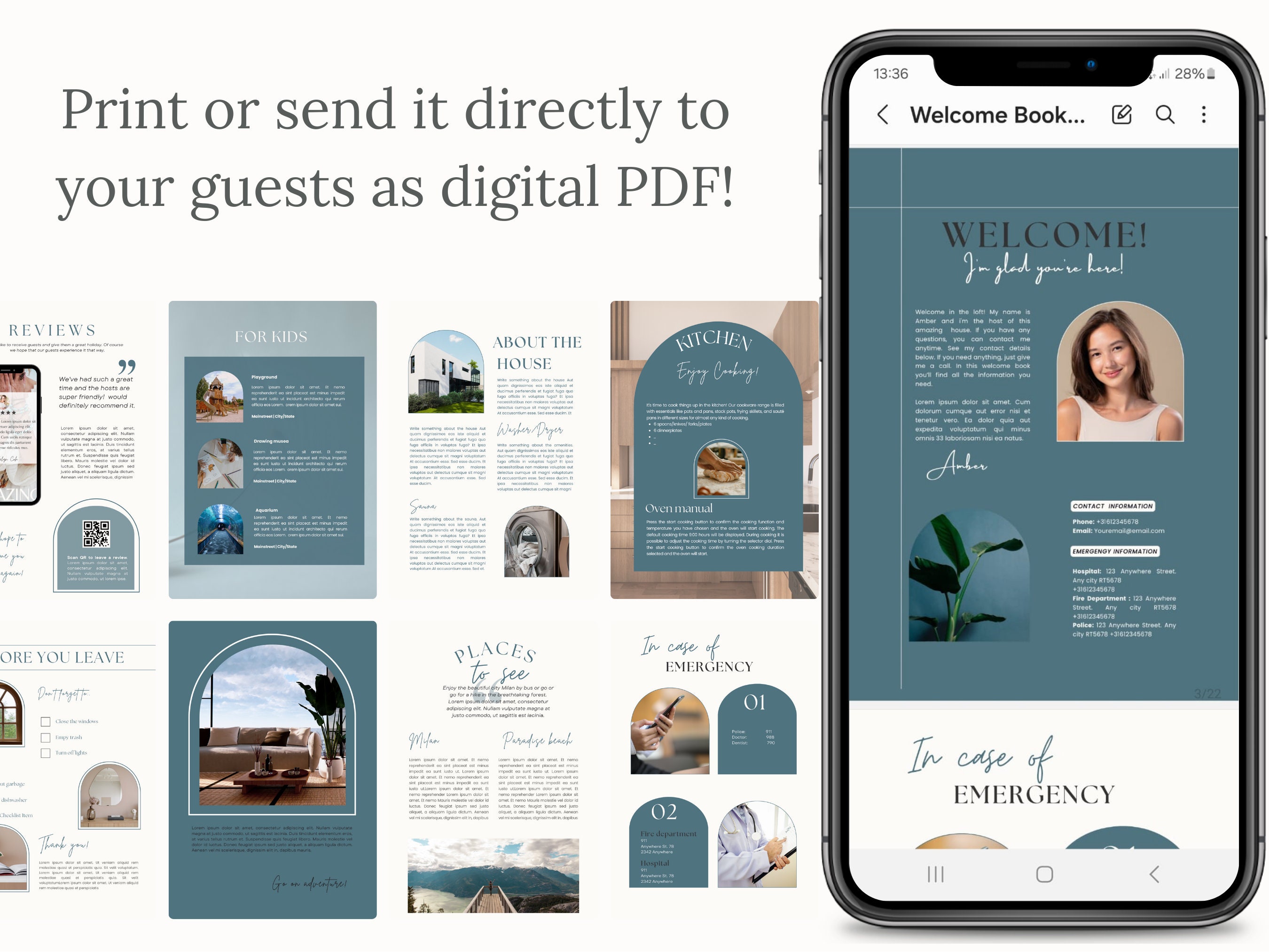Airbnb Blue Welcome Book Template, Airbnb House Guide Canva. Airbnb ...