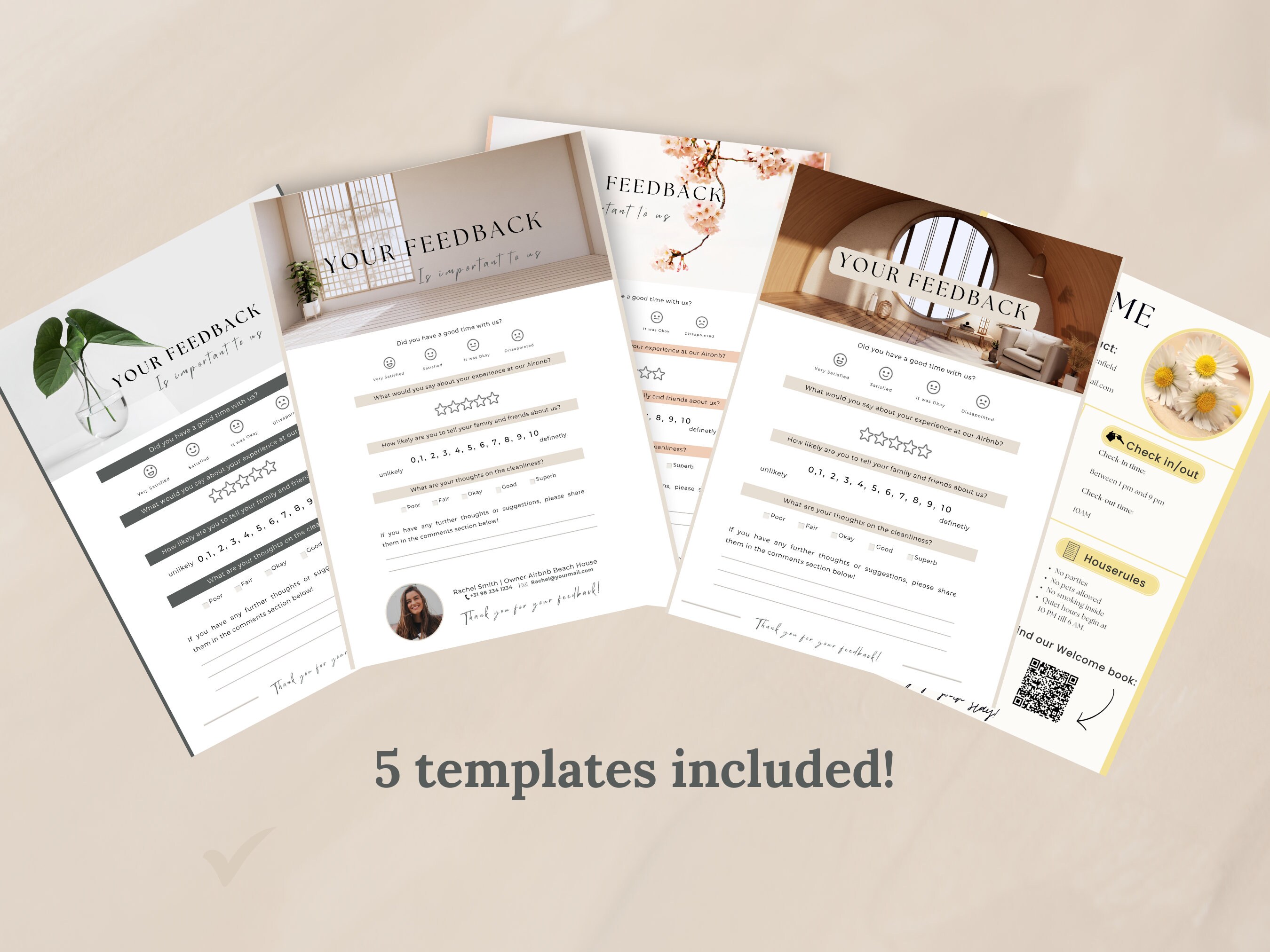 Editable Feedback Form Bundle, Airbnb Host, VRBO, Canva Template, Hotel ...