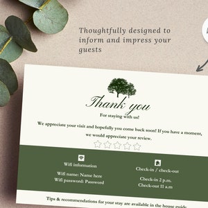 Welcome Card Canva Template for Airbnb, Thank You for Staying Card for ...