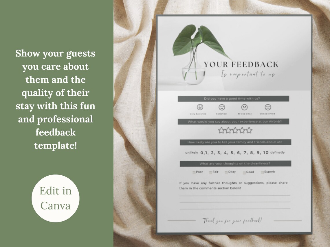 Feedback Form Bundle, Guest Feedback Form, Suggestion Form, VRBO, Canva ...