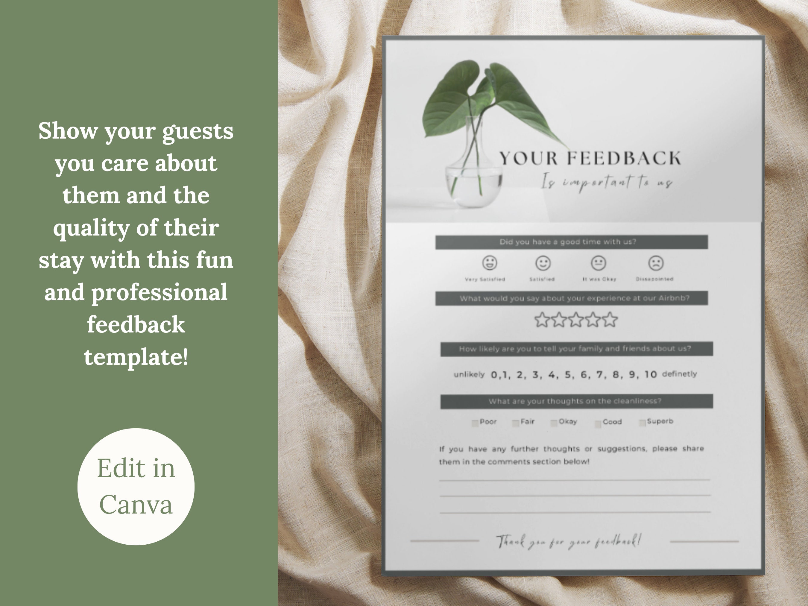 Feedback Form Bundle, Guest Feedback Form, Suggestion Form, VRBO, Canva ...