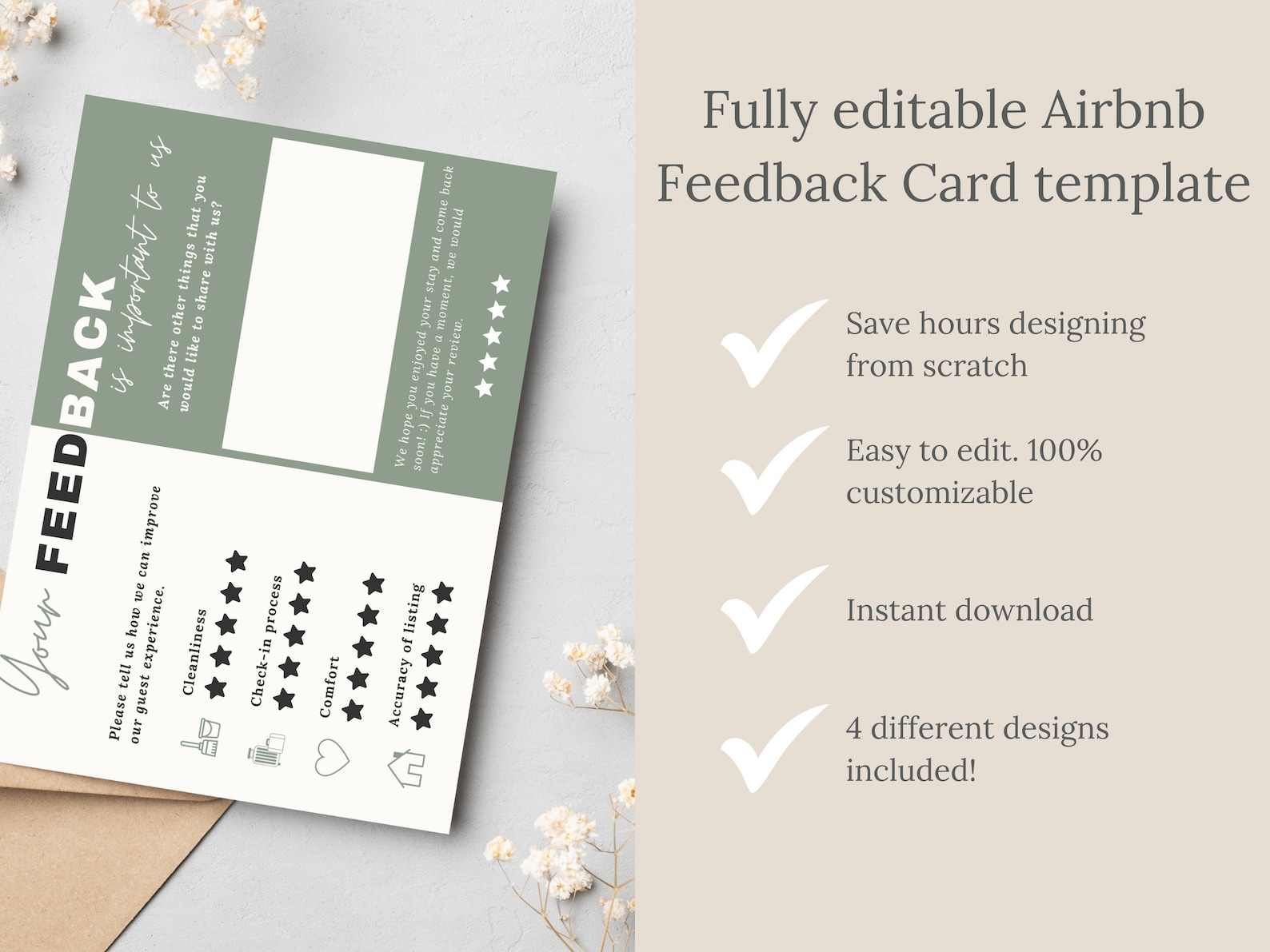 Airbnb Comment Card | Feedback Form Guest | Airbnb Feedback Card ...