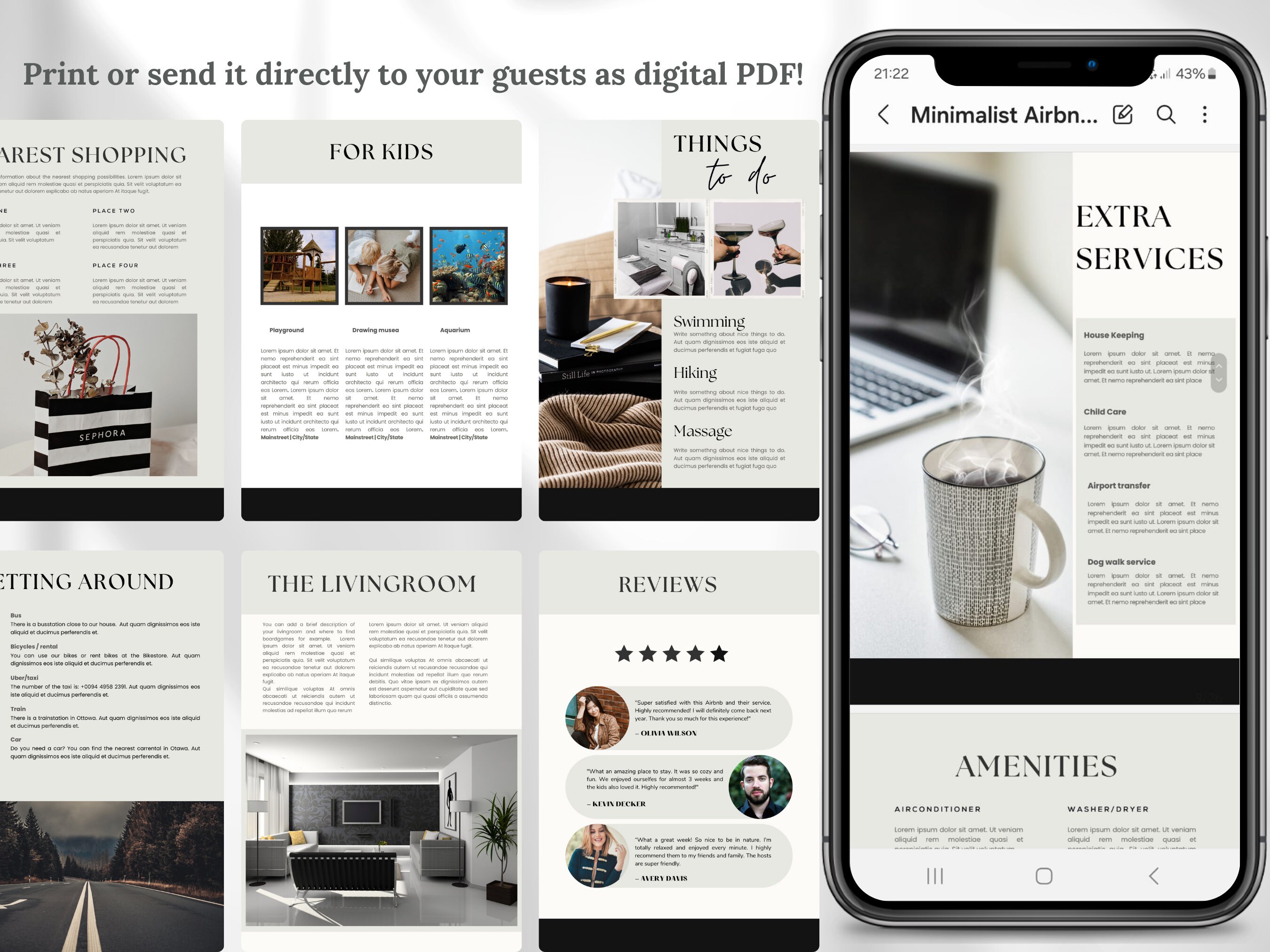 Minimalist Welcome Book, Black and White Guidebook, House Manual ...