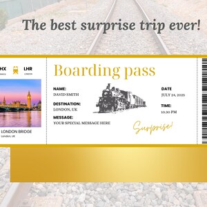 Train Boarding Pass, Train Ticket Template, Editable Train Trip Gift ...