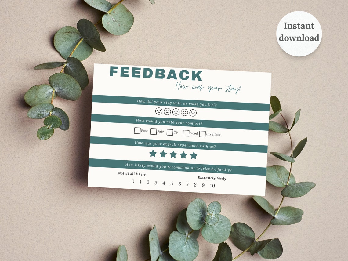 Airbnb Comment Card, Feedback Form Guest, Airbnb Feedback Card ...