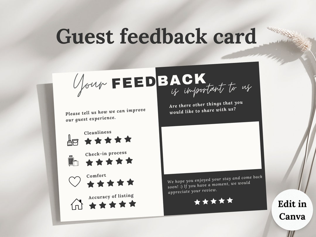 Airbnb Comment Card, Feedback Form Guest, Airbnb Feedback Card ...