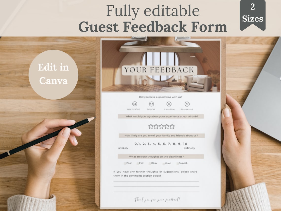 Editable Feedback Form Guest, Airbnb Host, VRBO, Canva Template, Guest ...