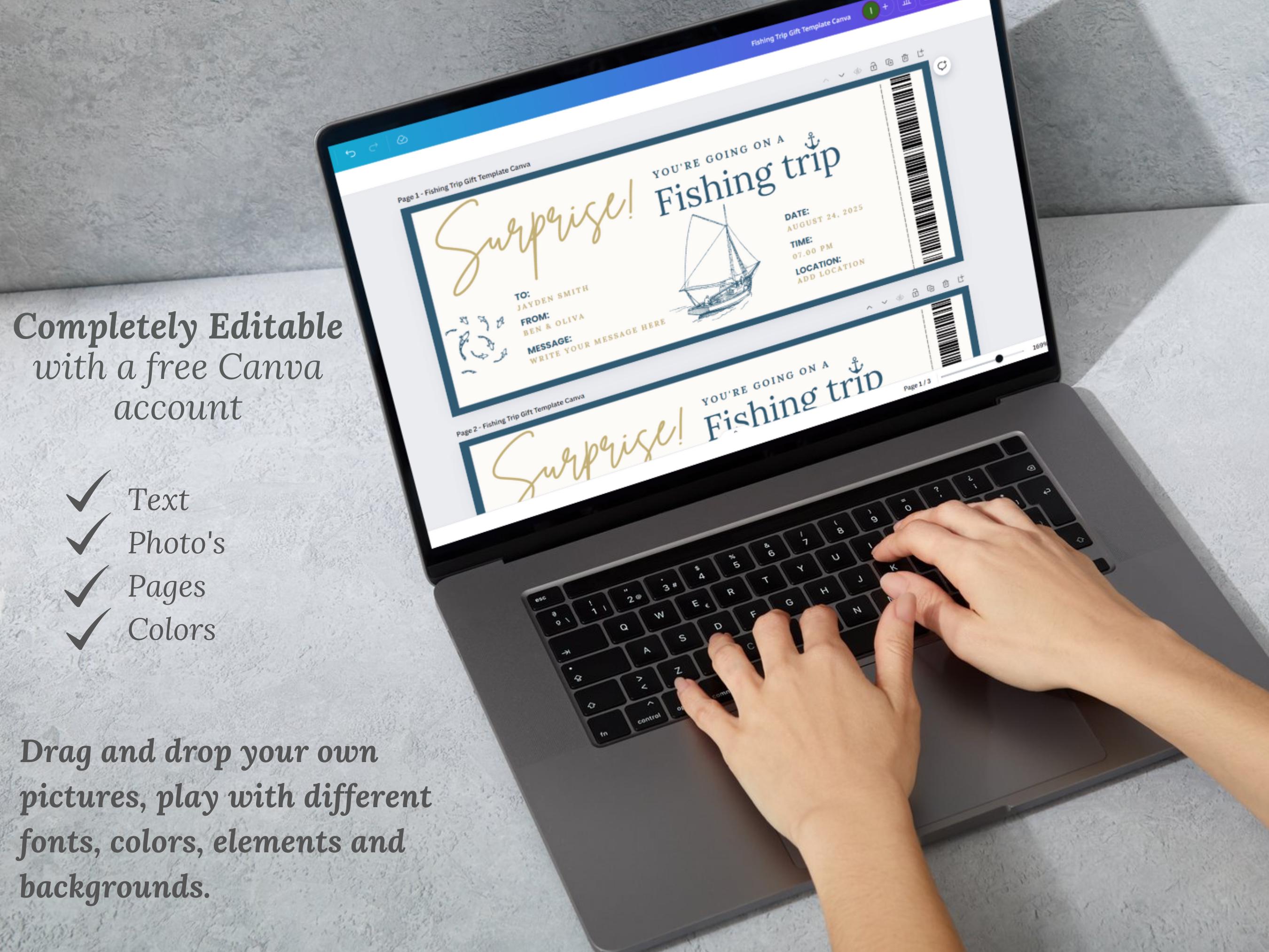 Fishing Trip Template, Fishing Voucher, Editable Boarding Pass, Fishing ...