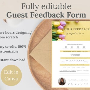 Editable Feedback Form Guest, Airbnb Host, VRBO, Canva Template, Hotel ...