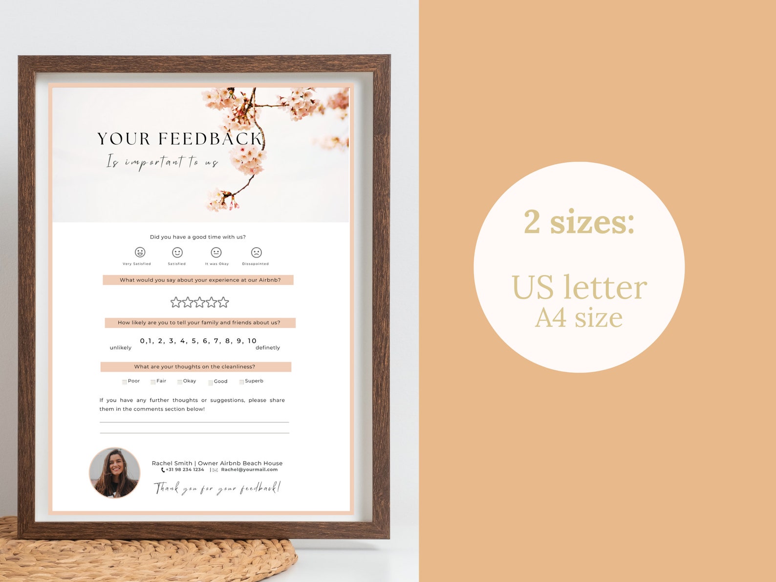 Editable Feedback Form Bundle, Airbnb Host, VRBO, Canva Template, Hotel ...