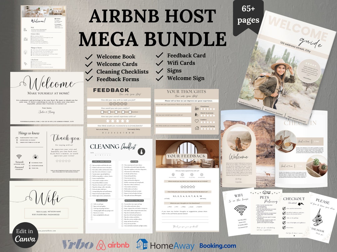 Airbnb Host Bundle Template, Airbnb Mega Bundle, Welcome Book Airbnb Template, Cleaning ...