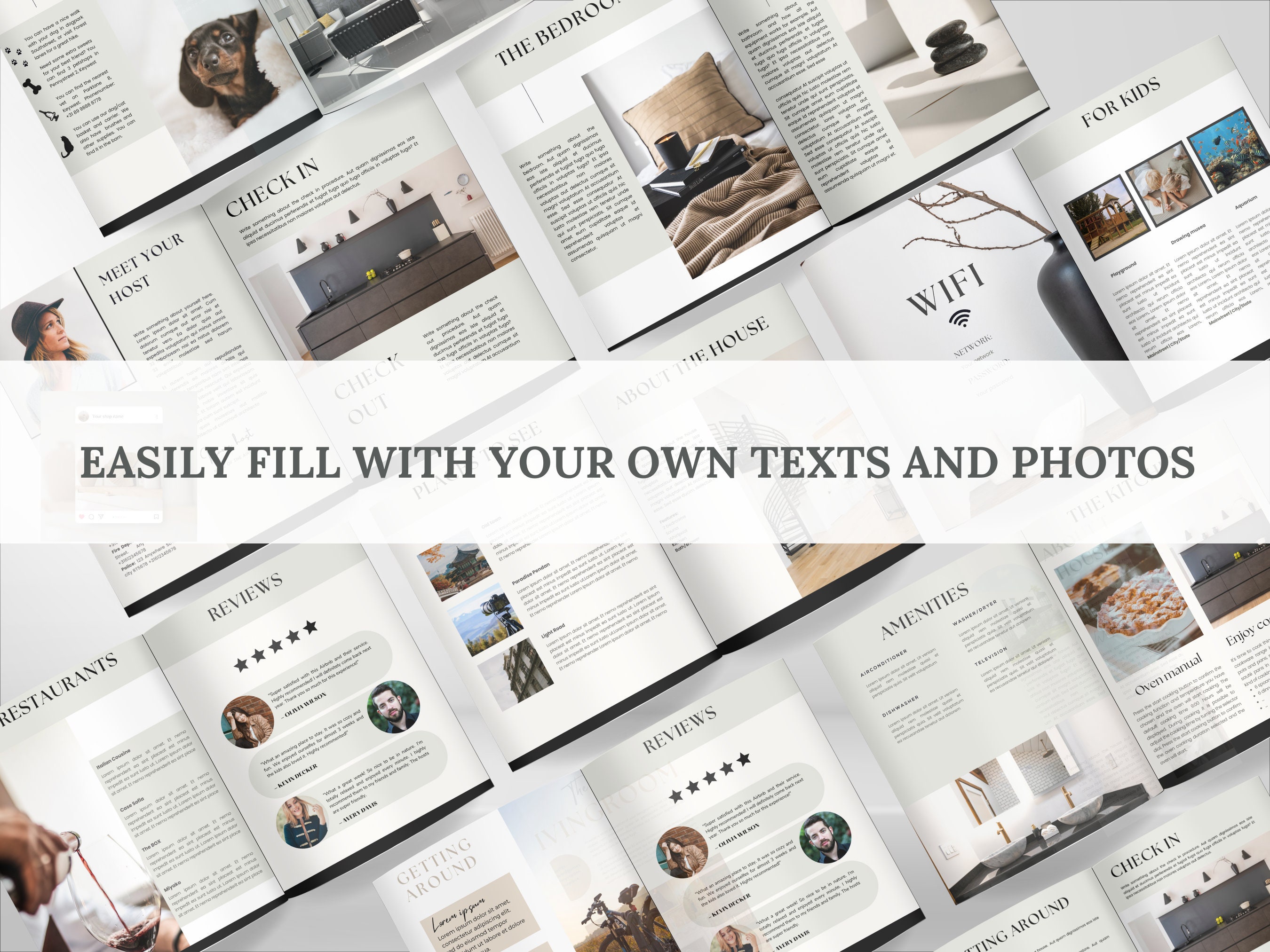 Minimalist Welcome Book, Black and White Guidebook, House Manual ...