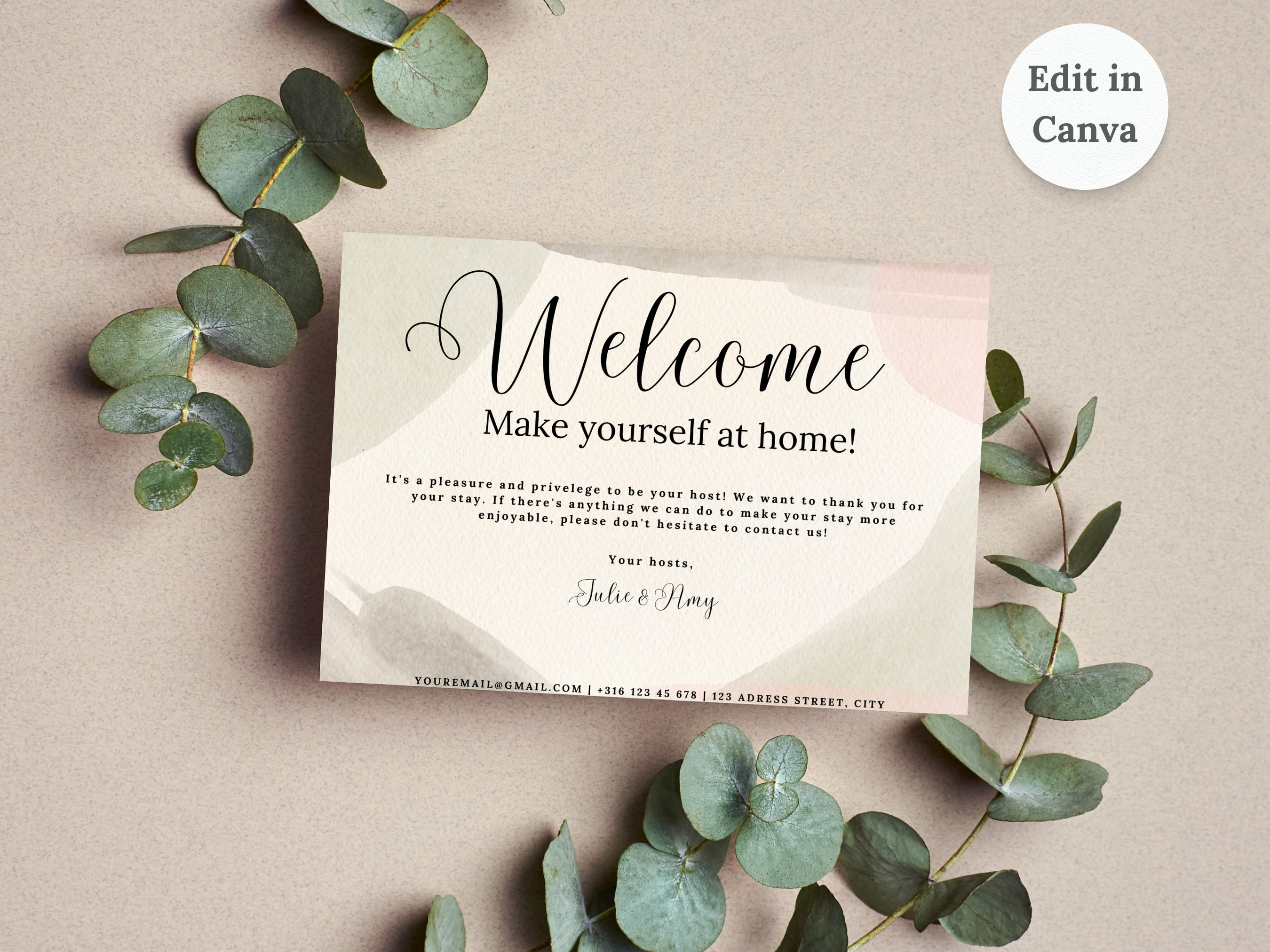 Welcome Card Template for Airbnb, Short Term Rental Homes, Thank You ...