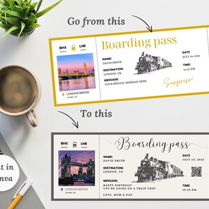 Train Boarding Pass, Train Ticket Template, Editable Train Trip Gift ...