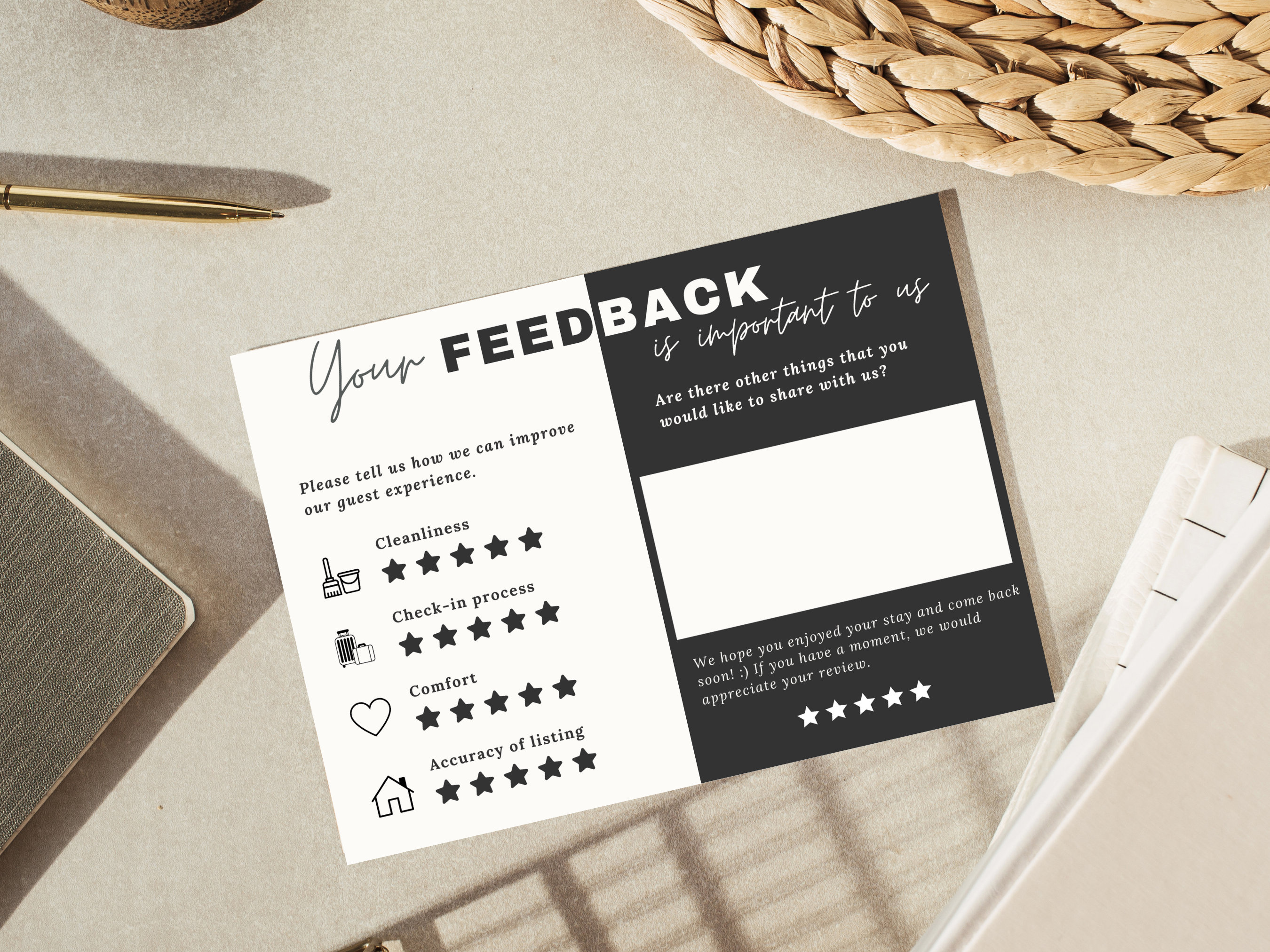 Airbnb Comment Card, Feedback Form Guest, Airbnb Feedback Card ...