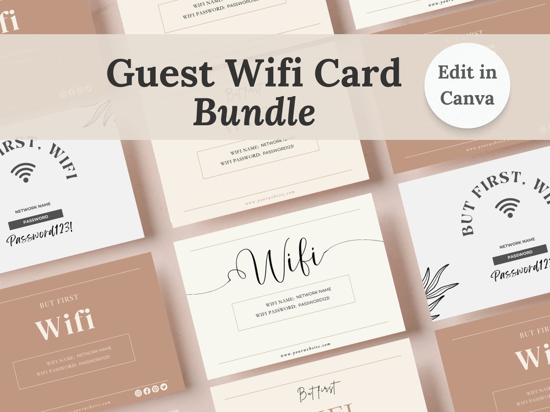 Wifi Card Bundle for Airbnb, Airbnb Wifi Sign, Hotel Wifi Card, Guest ...