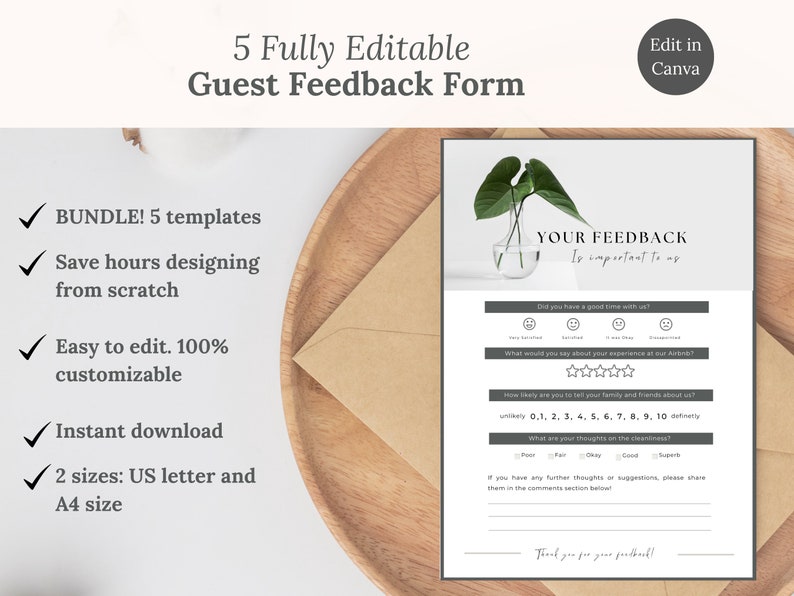 Guest Feedback Form Template for Airbnb, Guest Comment Form, Feedback ...
