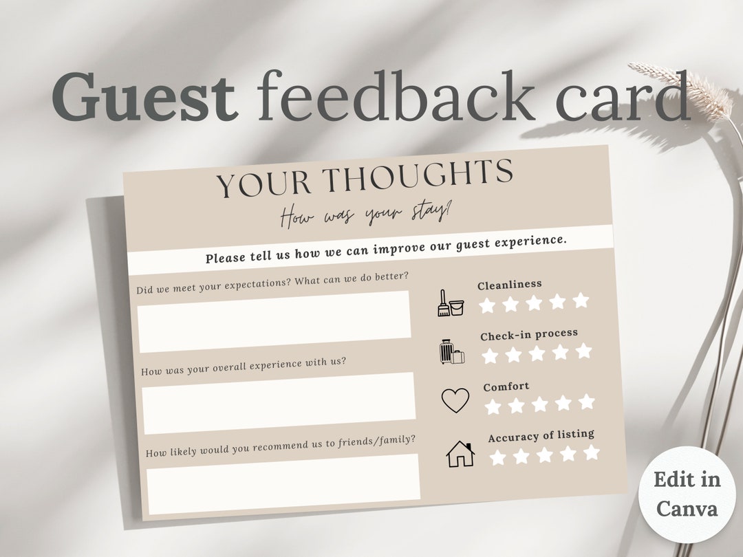 Airbnb Comment Card | Feedback Form Guest | Airbnb Feedback Card ...