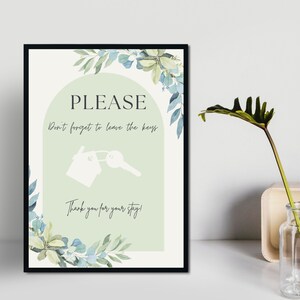 Drop Keys Here Sign Template, Leave the Keys Sign, Airbnb Sign ...