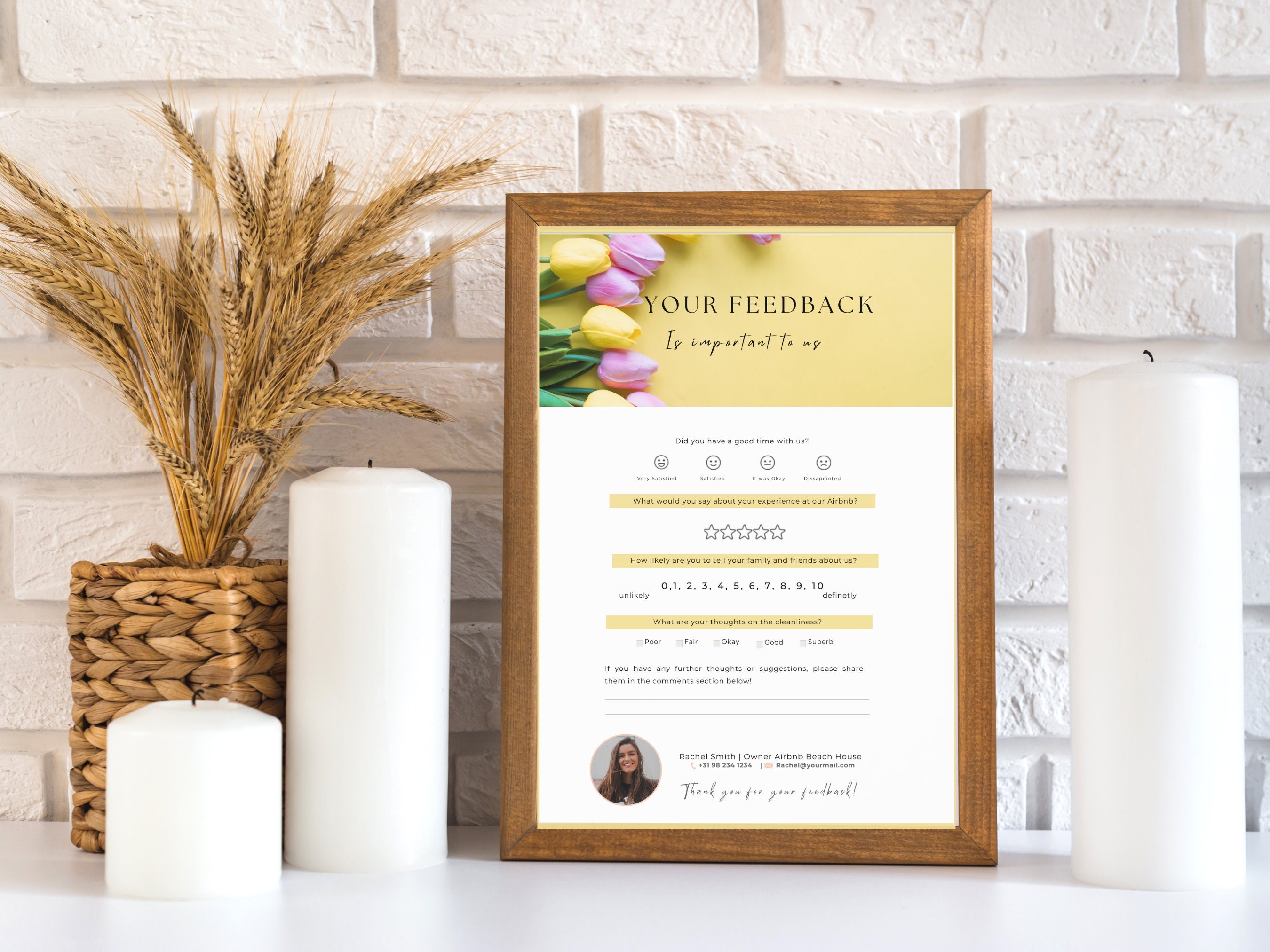 Editable Feedback Form Guest, Airbnb Host, VRBO, Canva Template, Hotel ...