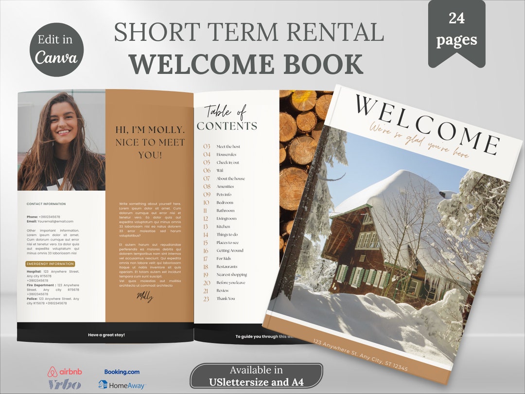 Welcome Book Template Cabin, Vacation Rental Guest Book, Welcome Book ...