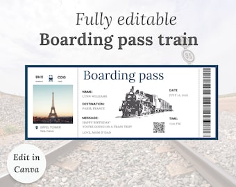 Train Ticket Template, Editable Boarding Pass, Train Ticket Download ...