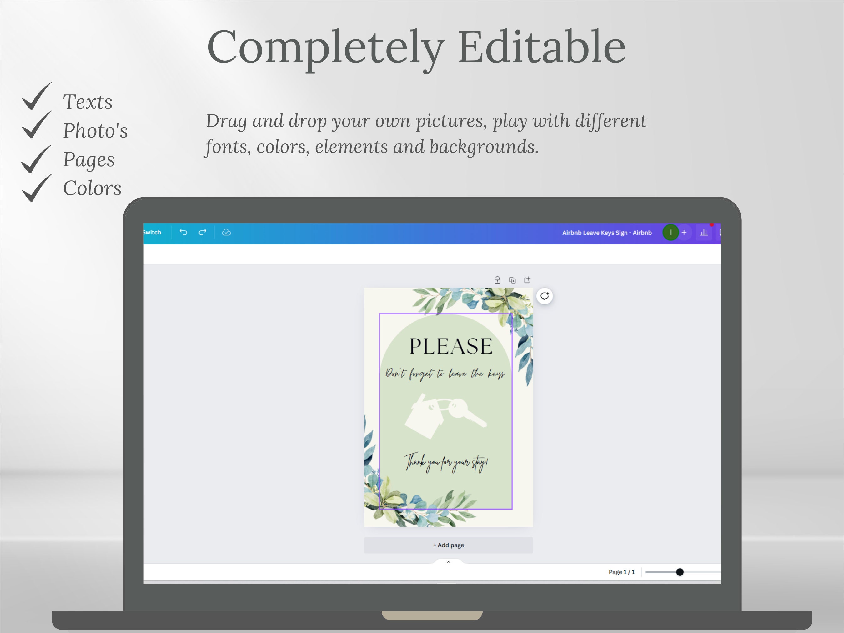 Drop Keys Here Sign Template, Leave the Keys Sign, Airbnb Sign ...