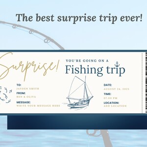 Fishing Trip Template, Fishing Voucher, Editable Boarding Pass, Fishing ...