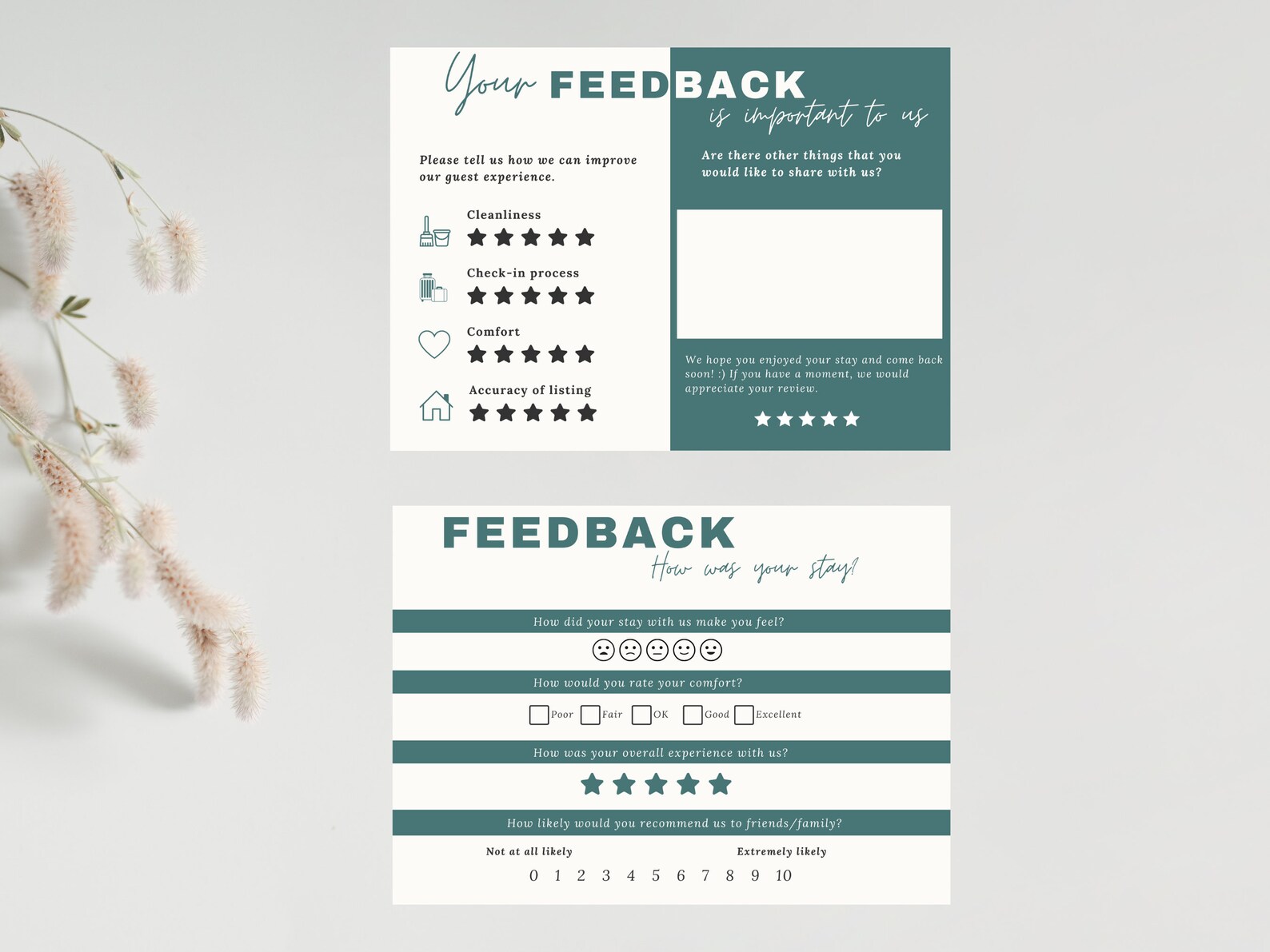 Airbnb Comment Card, Feedback Form Guest, Airbnb Feedback Card ...