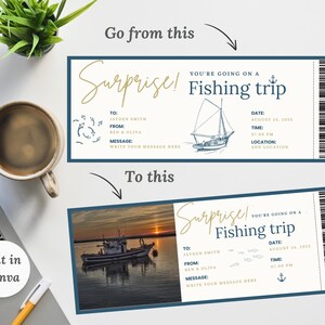 Fishing Trip Template, Fishing Voucher, Editable Boarding Pass, Fishing ...