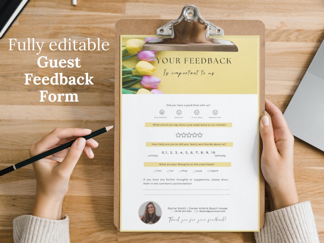 Editable Feedback Form Guest, Airbnb Host, VRBO, Canva Template, Hotel ...
