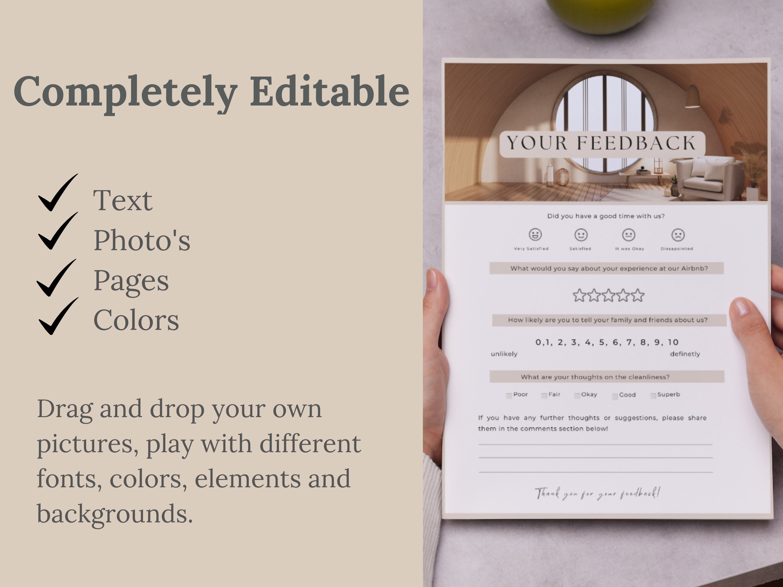 Editable Feedback Form Guest, Airbnb Host, VRBO, Canva Template, Guest ...