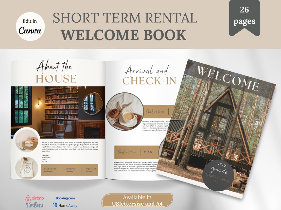Forest House Welcome Book Template for Airbnb, Welcome Book for ...
