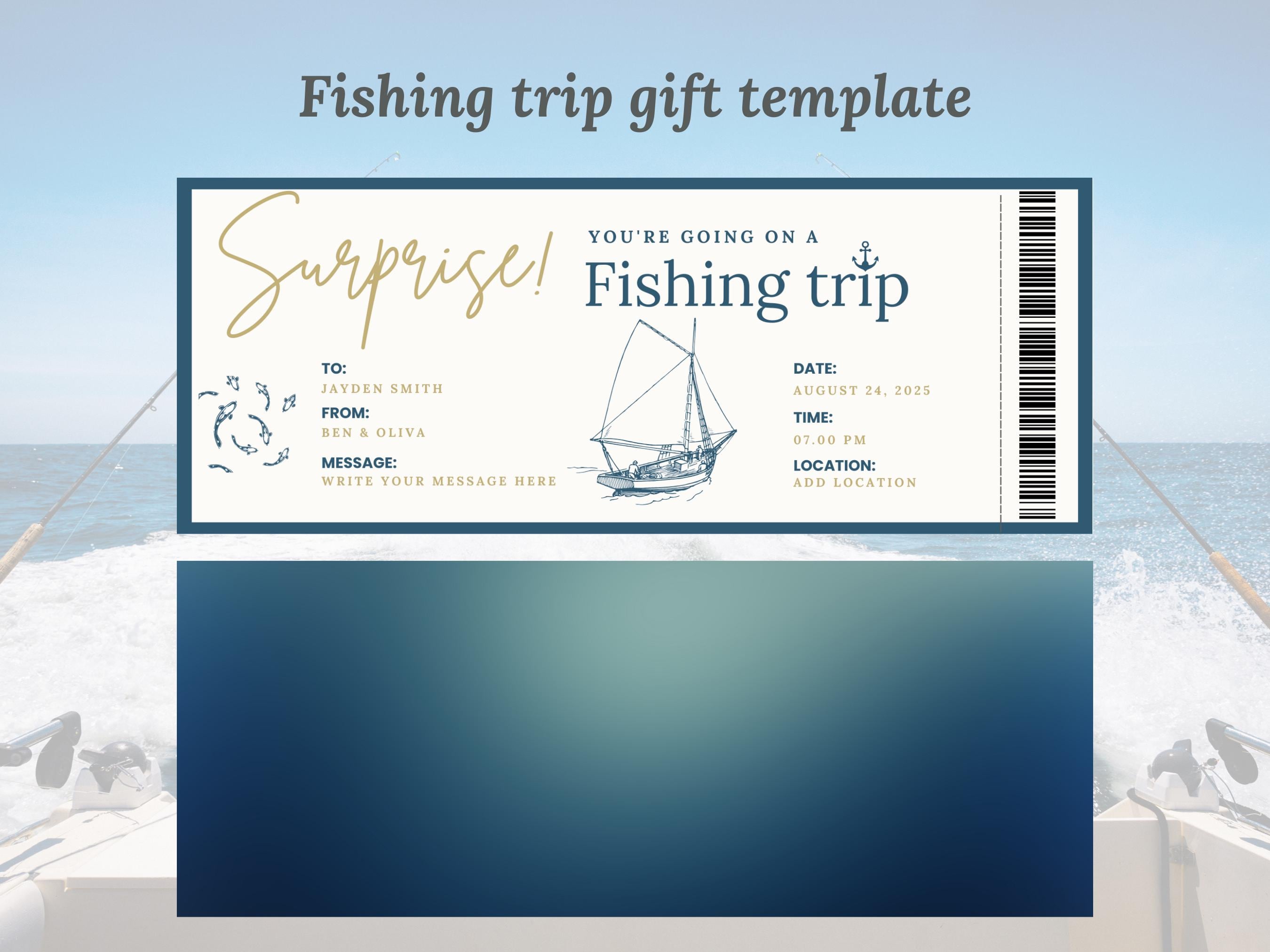 Fishing Trip Template, Fishing Voucher, Editable Boarding Pass, Fishing ...
