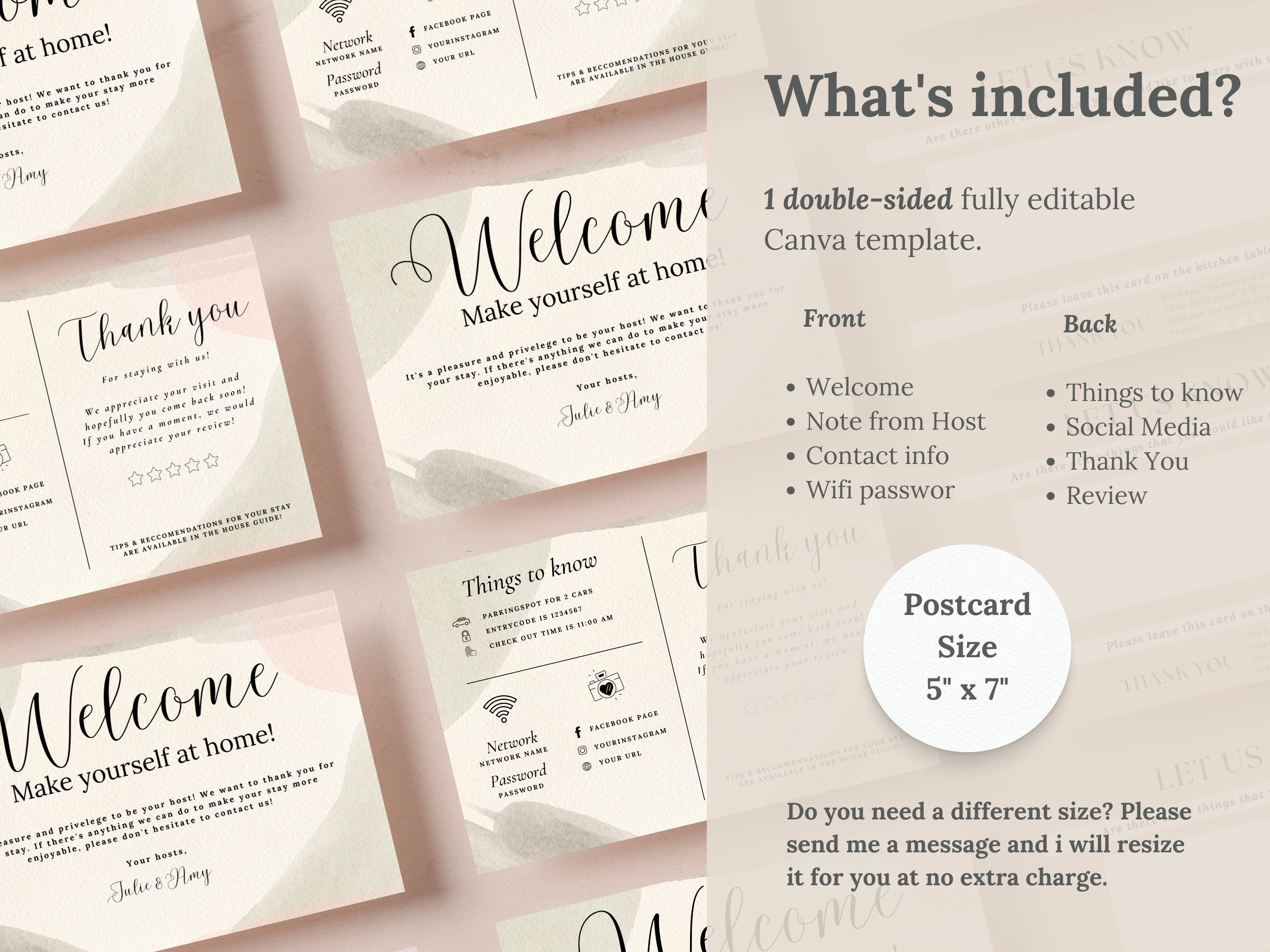 Welcome Card Template for Airbnb, Short Term Rental Homes, Thank You ...