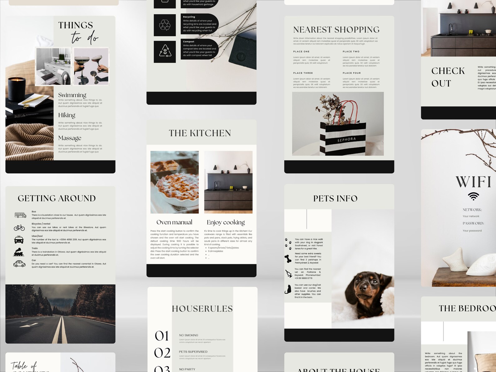 Minimalist Welcome Book, Black and White Guidebook, House Manual ...
